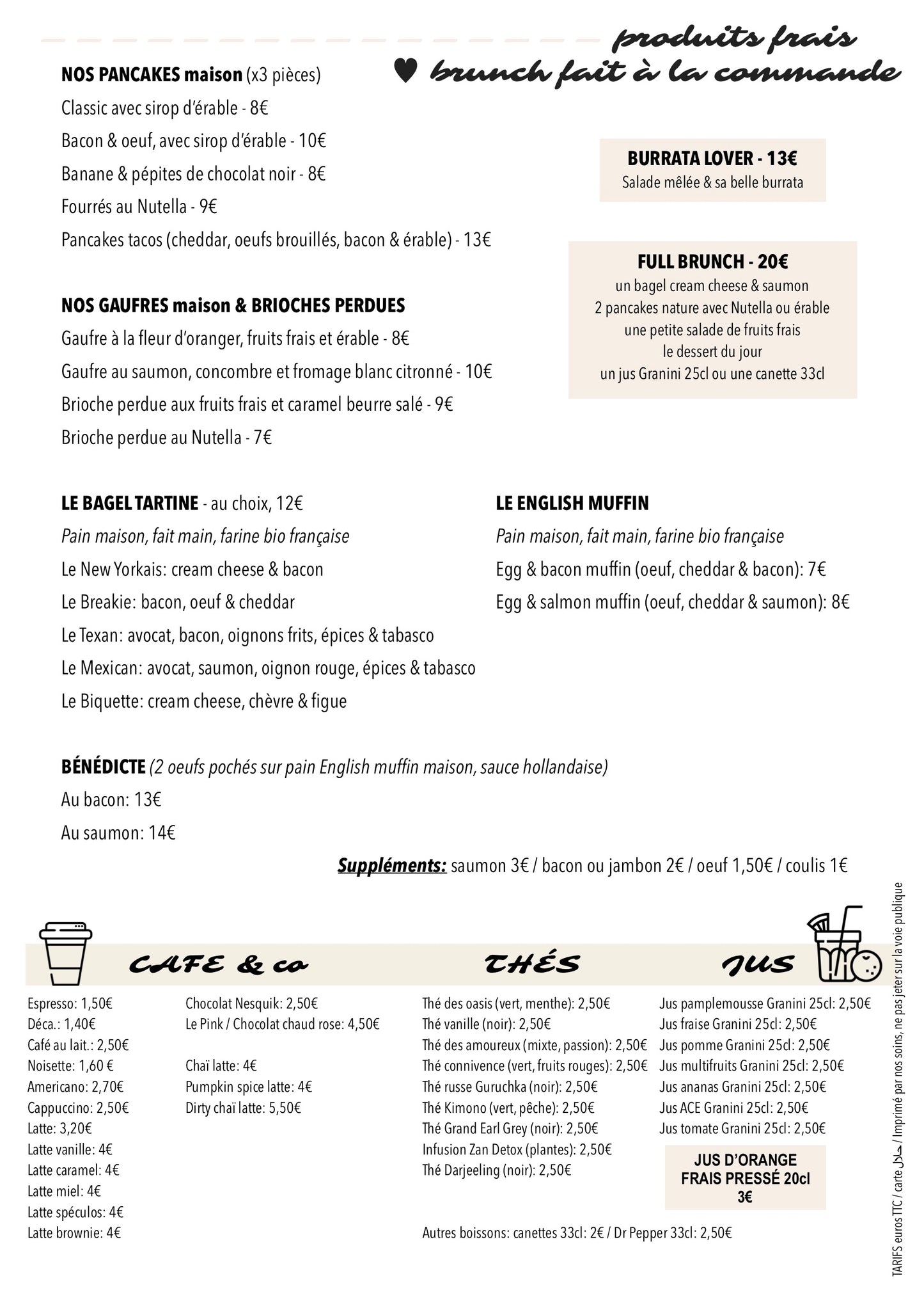 Réservation pour le brunch à la carte du mardi au samedi – Bakery Oh ...